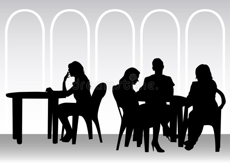 Cafe and people stock vector. Illustration of painting - 14421115