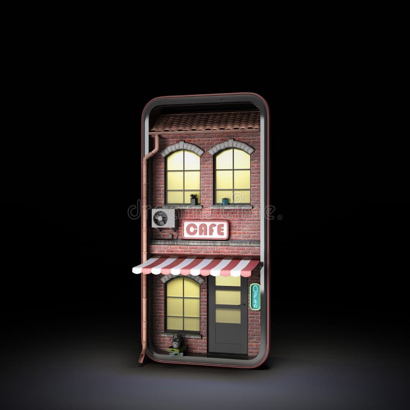 Cafe in the Phone Screen Concept of Online Ordering Food Viewing the ...
