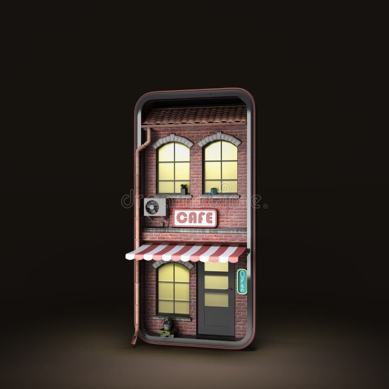 Cafe in the Phone Screen Concept of Online Ordering Food Viewing the ...