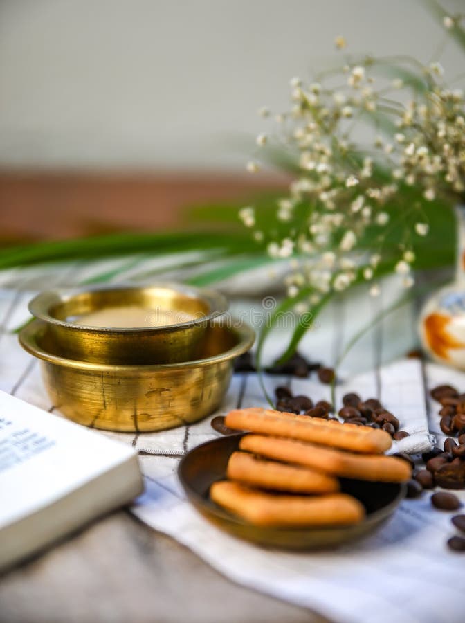 Cafe Poster Top View of Tea and Biscuits on Table Stock Image - Image ...
