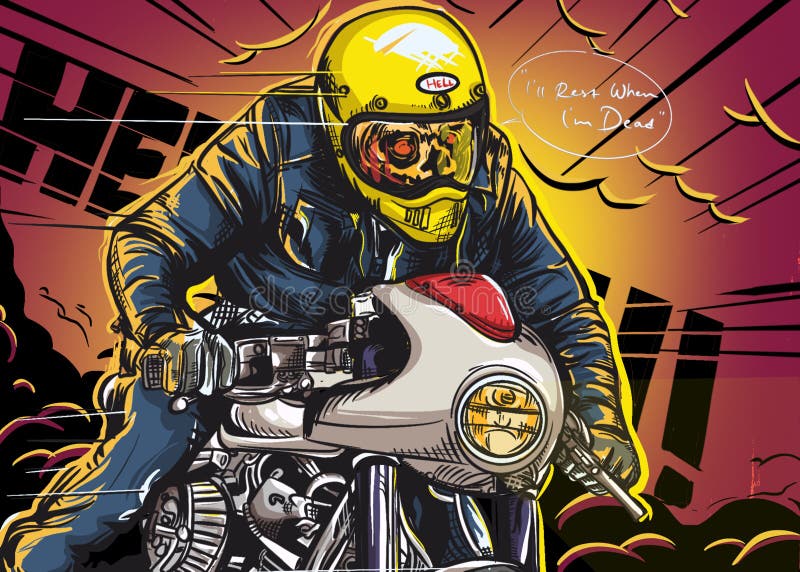 Flat Tracker Bikers Ilustration Stock Illustration - Illustration of ...