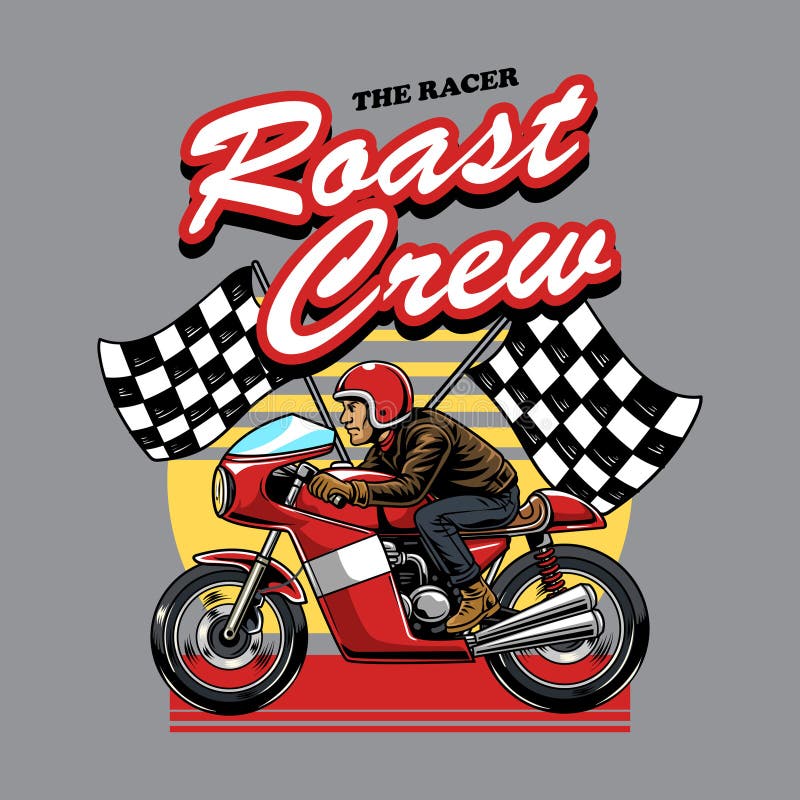 Masculine Man Wearing Open Face Crash Helmet Riding a Red Retro Cafe ...