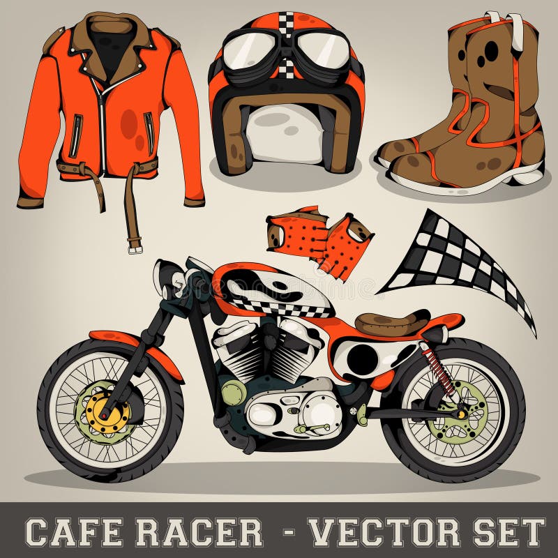 Cafe Racer Vector Set stock vector. Illustration of biker - 30858561