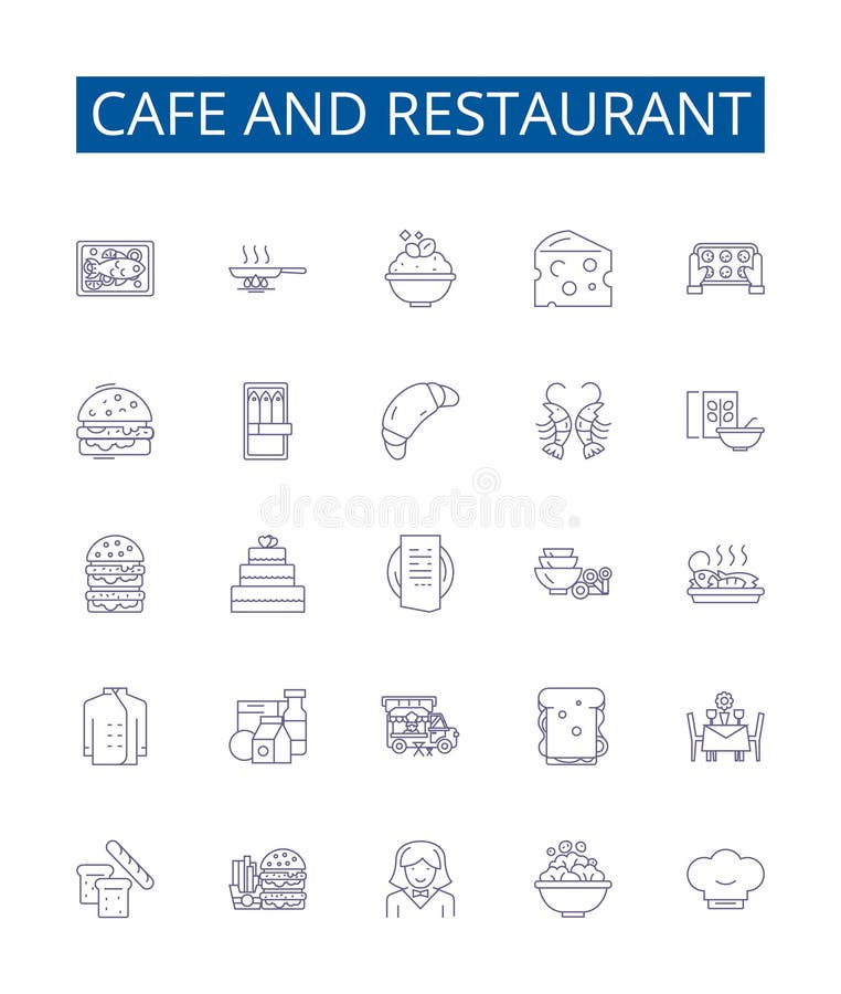 Cafe And Restaurant Line Icons Signs Set Design Collection Of Cafe Restaurant Cuisine Menu