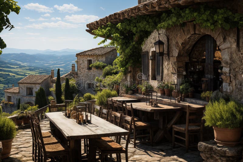 A Cafe or Restaurant of Old Architecture with a View of a Beautiful ...