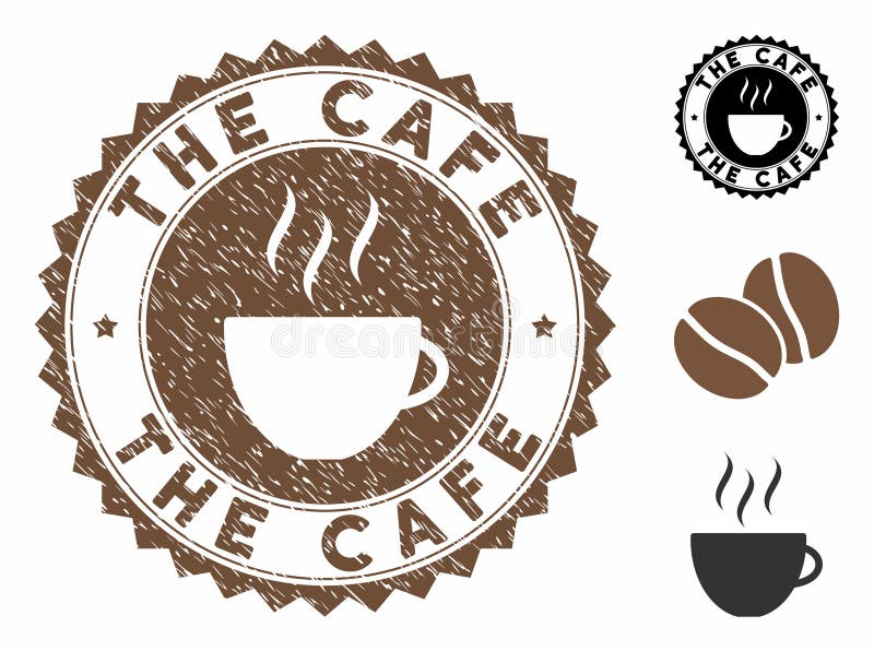 Grunge Textured the Cafe Stamp Seal with Coffee Cup Stock Vector ...