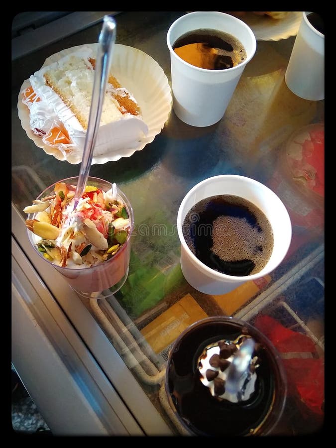 Cafe Scene with Cold Drink and Snacks Stock Image - Image of idea ...