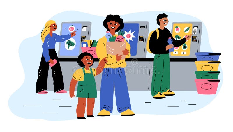 Cafe Self Ordering Service People. Visitors Use Electronic Payment ...