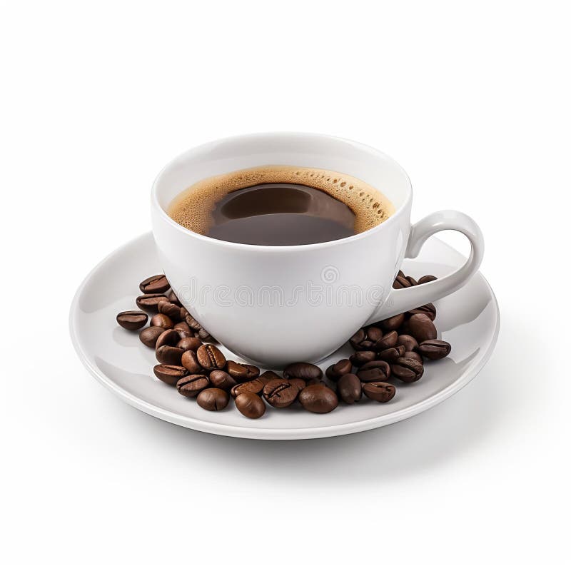 Cafe Serrano Coffee Cup with Roasted Beans on White Stock Illustration ...