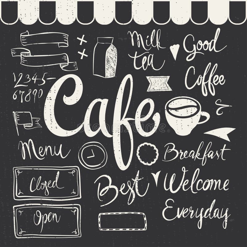 Cafe Set stock vector. Illustration of figures, chalk - 50319859