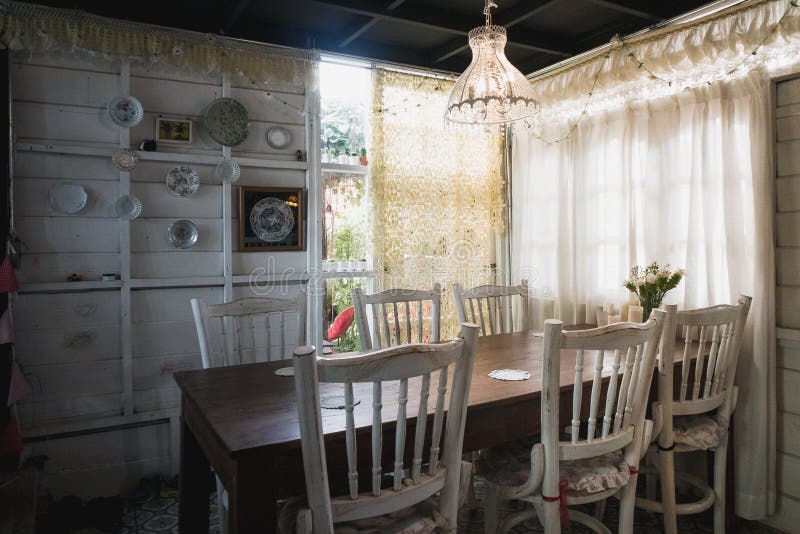 Cafe Set with Interior Design Colonial Style Stock Photo - Image of ...