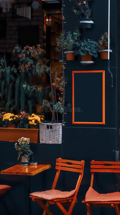 Cafe Shop, Dark Concept, Natural Styling. Modern Architecture Stock ...