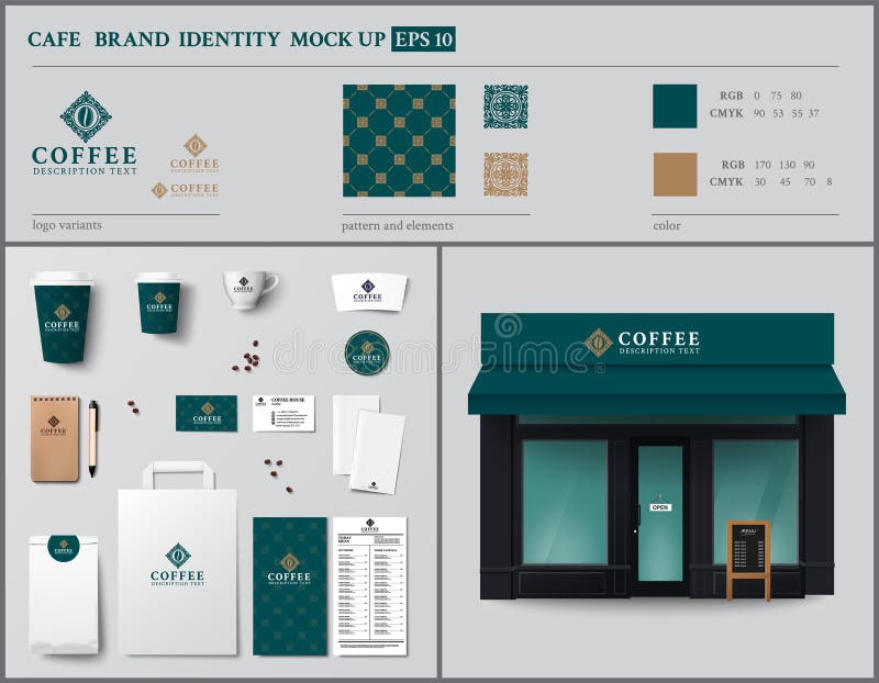 Cafe and Showcase Brand Identity Template Design Set. Vintage Style ...