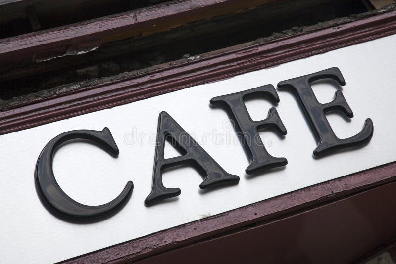 Cafe Sign stock photo. Image of cafe, front, food, white - 49541056