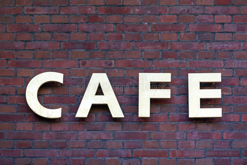 Gold Cafe Sign stock image. Image of wall, cafe, gold - 40367305