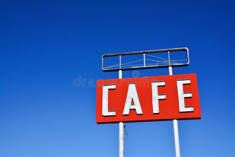 Cafe sign in Texas. stock image. Image of lunch, trip - 106690155