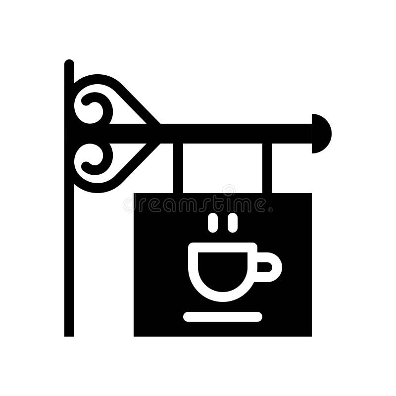 Cafe Sign Vector, Coffee Related Solid Style Stock Vector ...