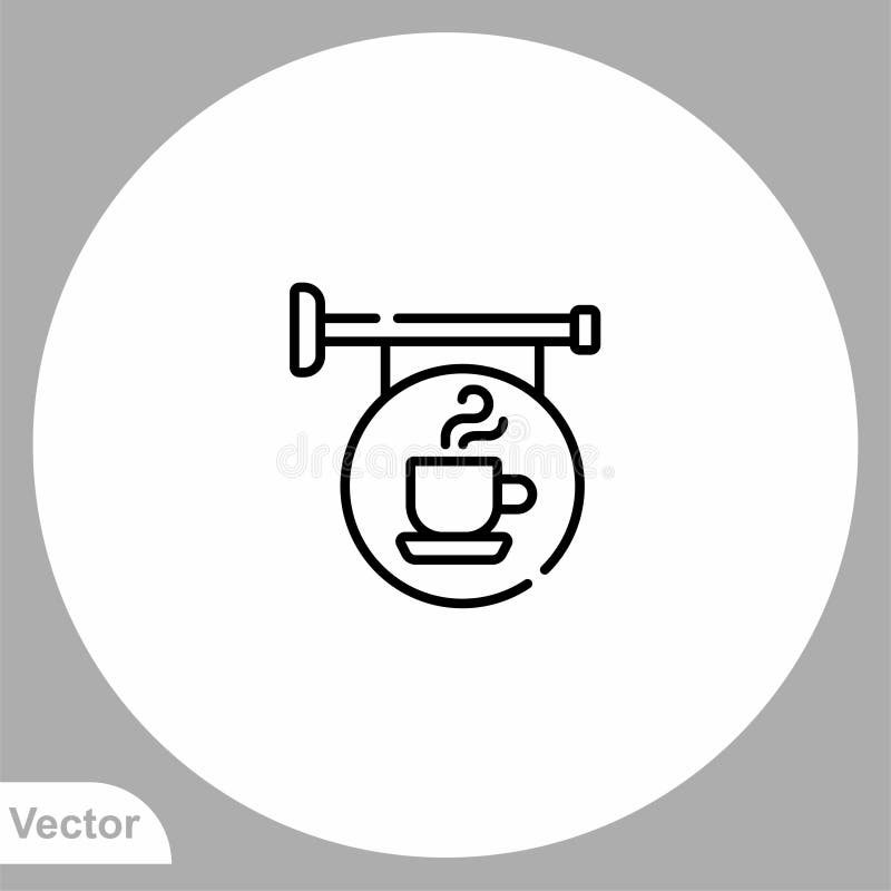 Cafe Sign Vector Icon Sign Symbol Stock Vector - Illustration of latte ...