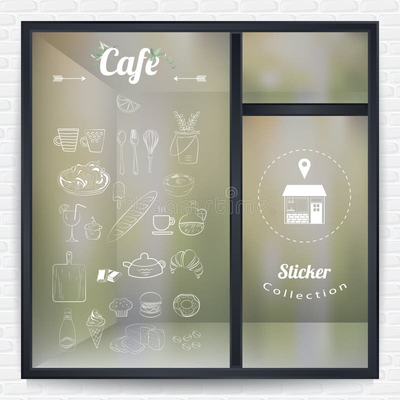 Cafe Sticker Collection. Vector Illustration Decorative Design Stock ...