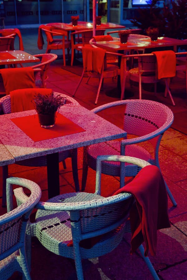 Cafe with table and chairs stock photo. Image of bistro - 37802966