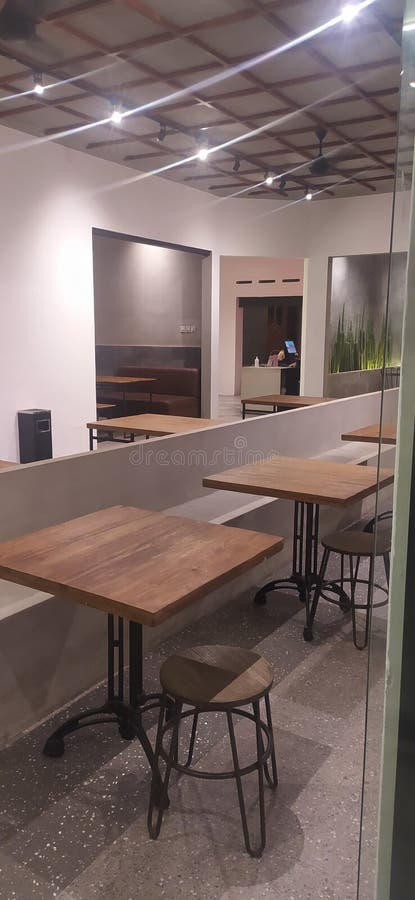 Cafe Table Design Wooden and Minimalist Stock Image - Image of ...