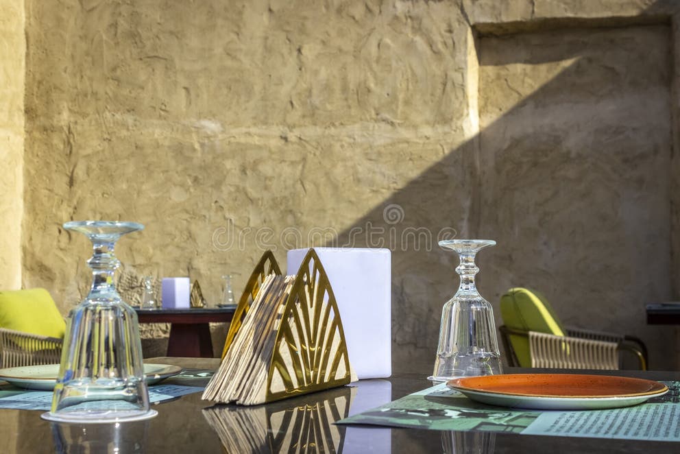 Cafe table setting stock photo. Image of cafe, kitchenware - 153618938