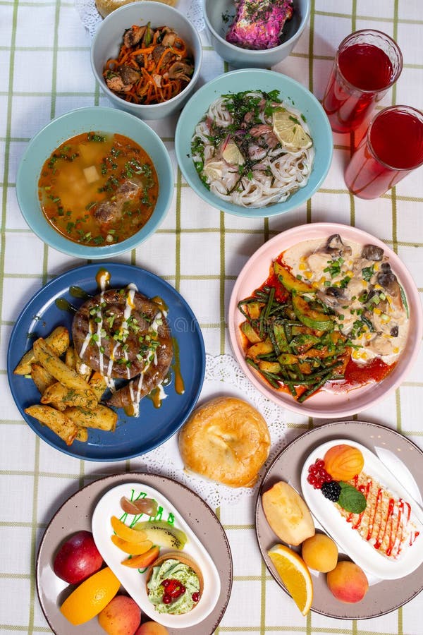 In the Cafe on the Table Top View of a Set Lunch Stock Image - Image of ...