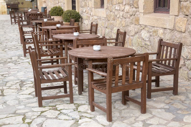 Cafe Tables and Chairs stock photo. Image of food, terrace - 87550264