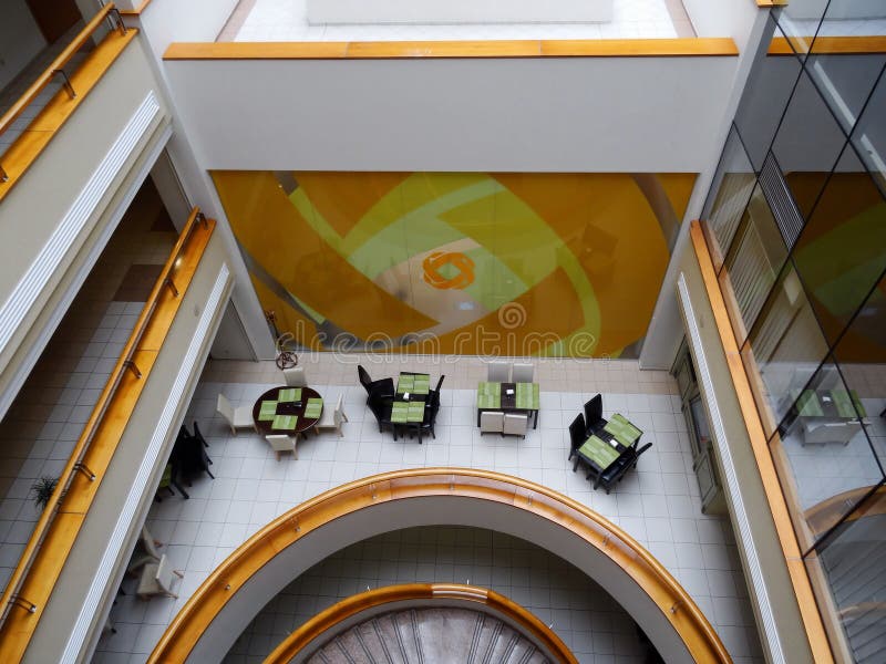 Cafe Tables in Multi-storey Business Center Stock Image - Image of hall ...