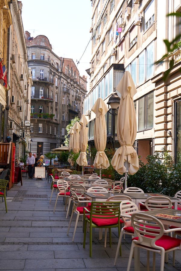 Cafe Tables on the Streets of the Cozy Old Town Editorial Photography ...