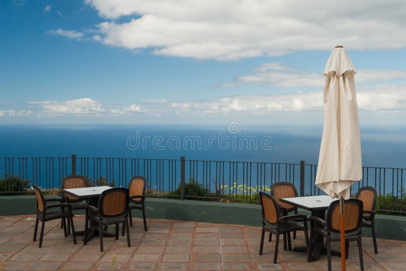 Cafe Terrace with Beatiful View on Ocean Stock Photo - Image of nature ...