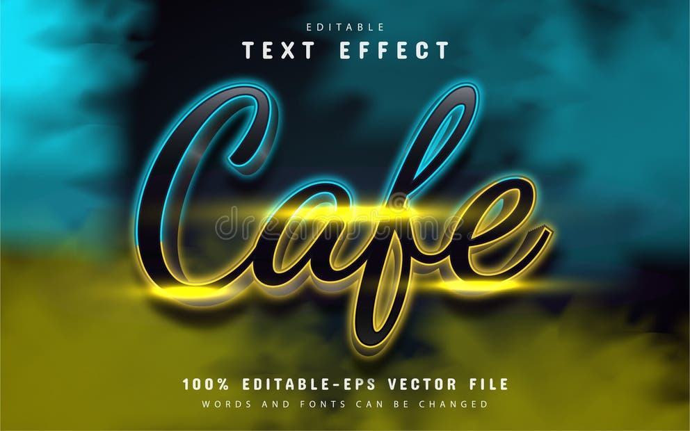 Cafe Text, Neon Text Effect Stock Vector - Illustration of border, glow ...