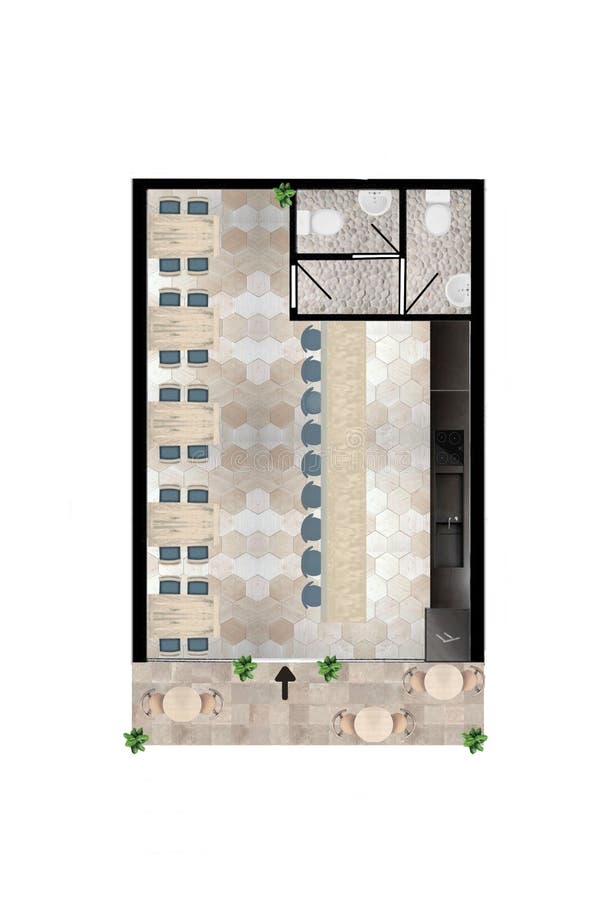 Cafe Top View Plans. Floor Plan 3d with the Furniture Stock ...