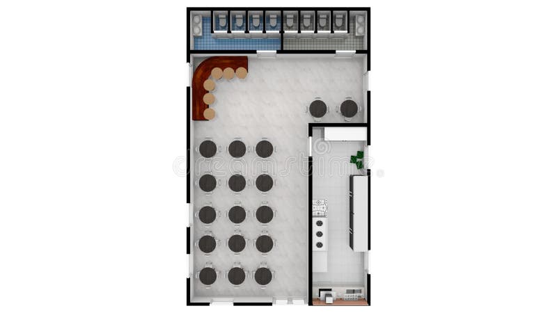 Cafe Top View Plans. Restaurant Floor Plan 3d with the Furniture Stock ...