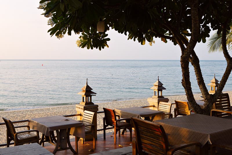 Cafe on the Tropical Island Beach Stock Image - Image of samui, cafe ...