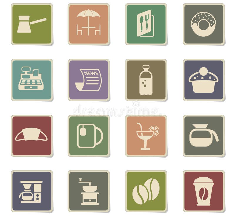 Cafe icon set stock vector. Illustration of maker, sticker - 121958209