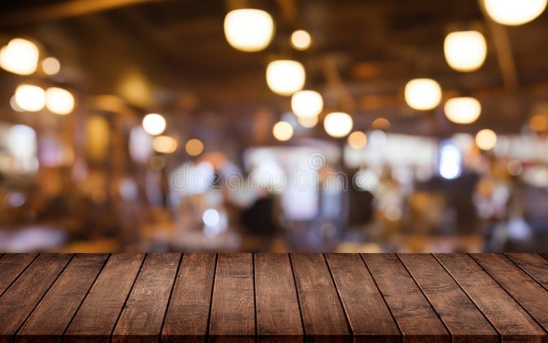 Cafe Vibes: Wooden Board Empty Table on Abstract Blurred Café ...