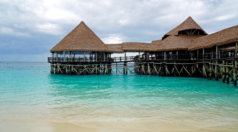 Cafe on water at Zanzibar stock image. Image of coastal - 344321637