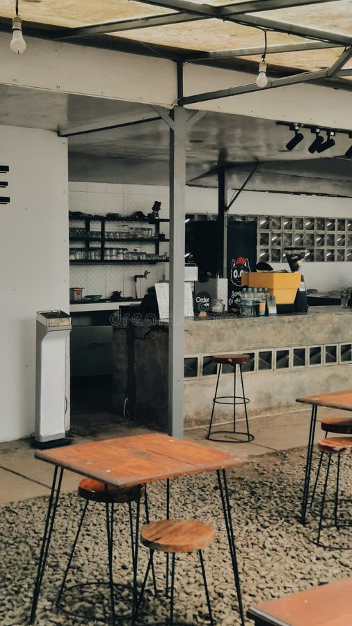 Cafe Yard with Some Chairs and Tables Stock Image - Image of machine ...