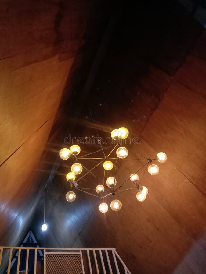 Cafe with Yellow Lights in the Middle of the Forest Stock Image - Image ...