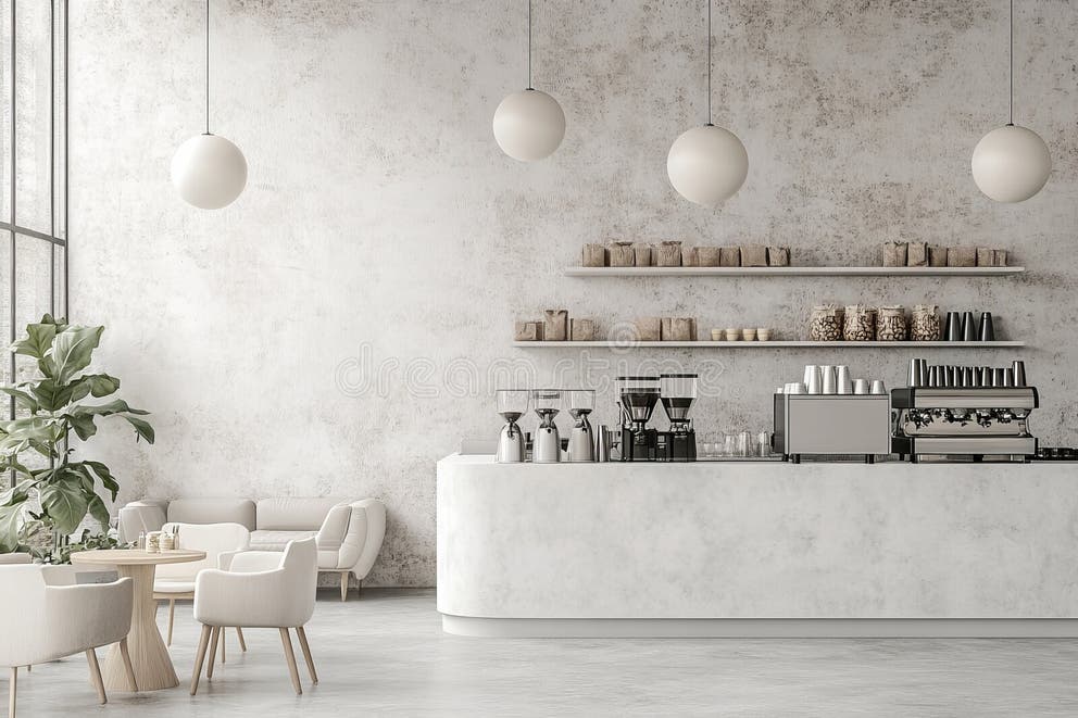 A Cafeteria with a Bar Counter and a Seating Area Stock Image - Image ...