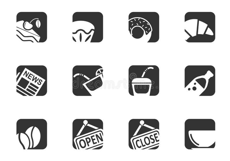Cafeteria icon set stock vector. Illustration of symbol - 223060487