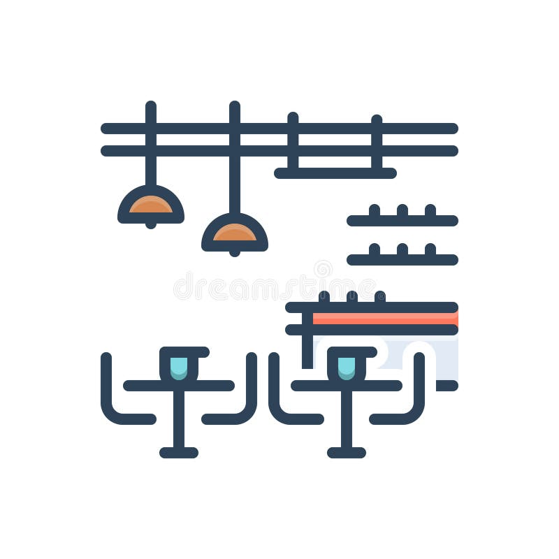 Color Illustration Icon for Cafeteria, Table and Cafe Stock Vector ...