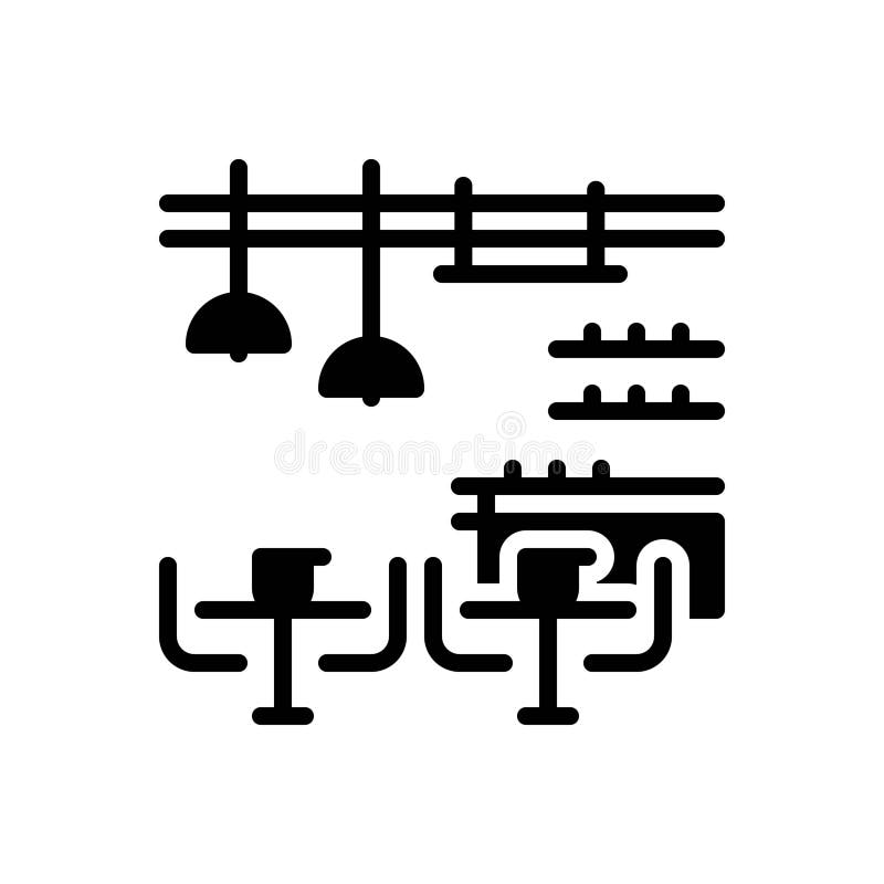Black Solid Icon for Cafeteria, Table and Cafe Stock Illustration ...