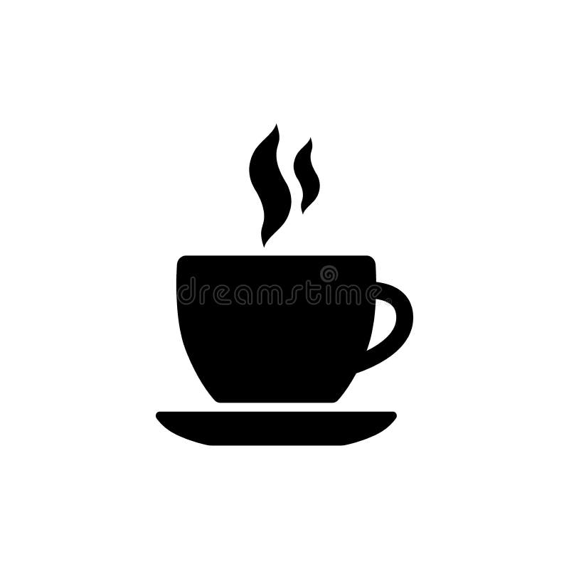 Cafe Black Vector Symbol. Coffee Cup with Smoke Icon. Stock Vector ...