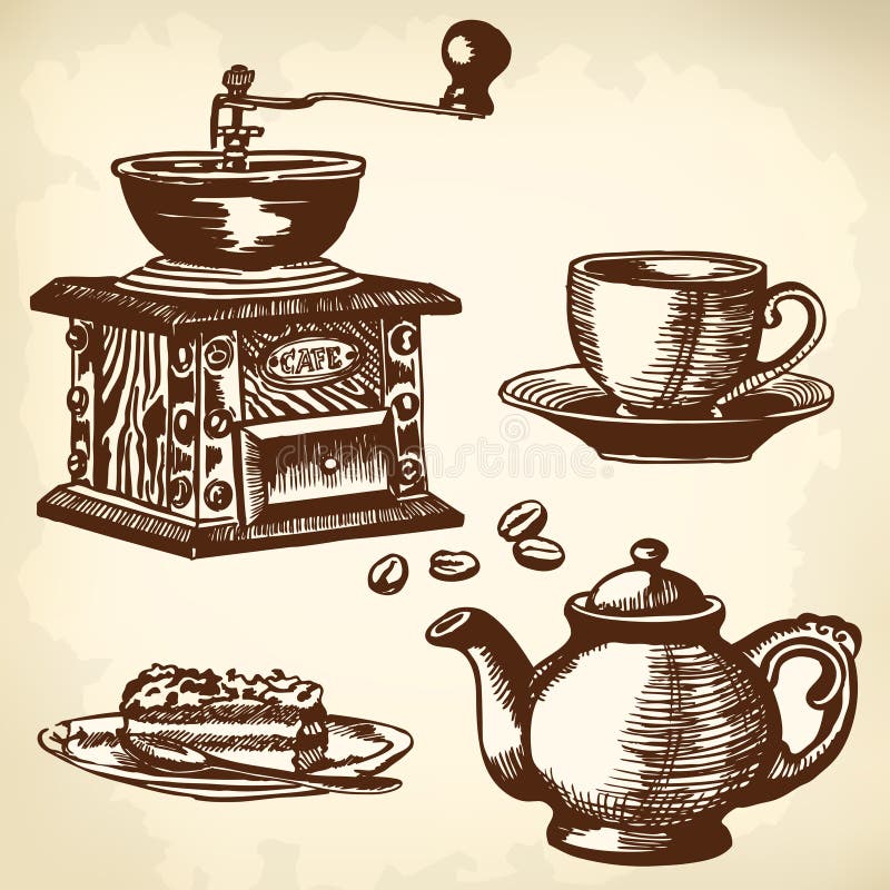 Caffe set stock illustration. Illustration of baked, caffeine - 48374249
