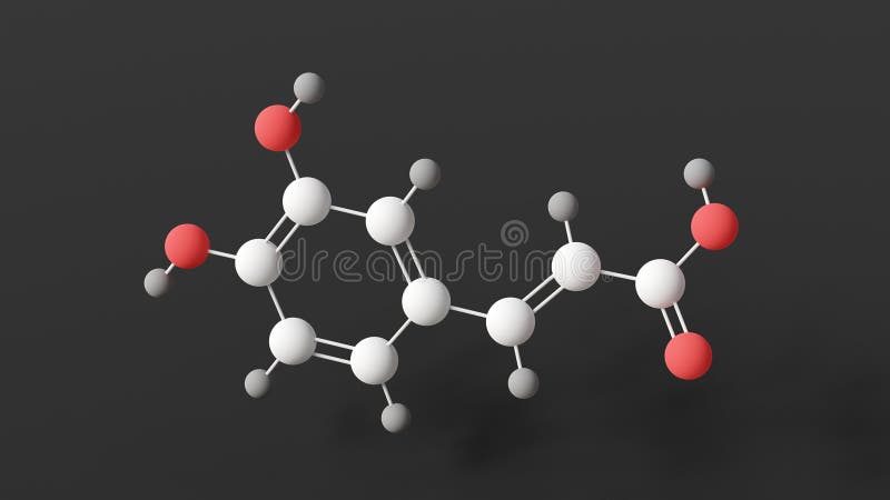 Caffeic Acid Molecule, Molecular Structure, Hydroxycinnamic Acid, Ball ...