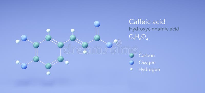 Caffeic Acid Molecule, Molecular Structures, Hydroxycinnamic Acid, 3d ...