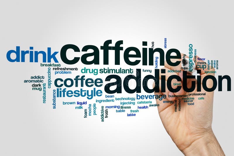 Caffeine Addiction Word Cloud Concept on Grey Background Stock Photo ...