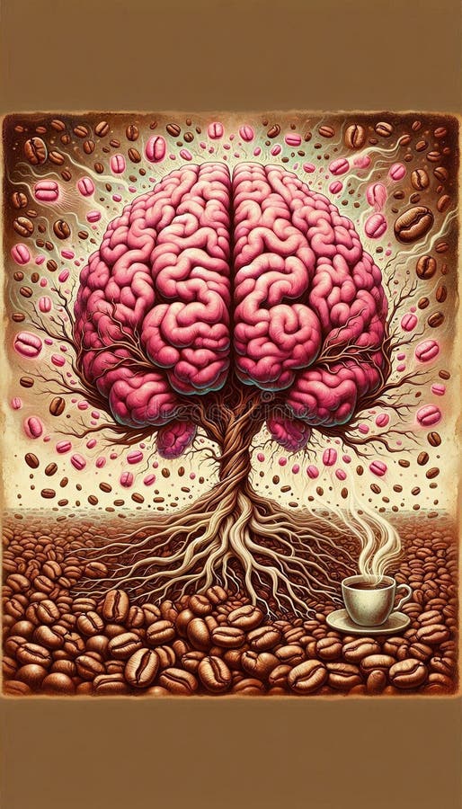Caffeine Impact on Brain Functions Via Neuroscience Stock Illustration ...